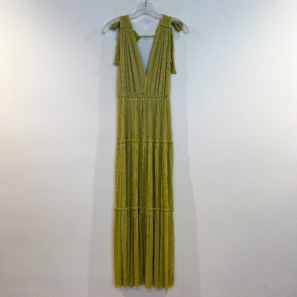 Sabina Musayev | Dresses | Sabina Musayev Green Metallic Bow Shoulder ...